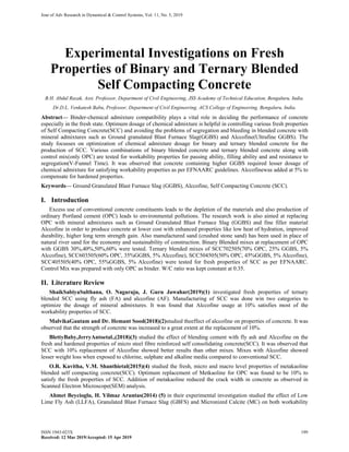 Experimental Investigations on Fresh Properties of Binary and Ternary Blended Self Compacting ...