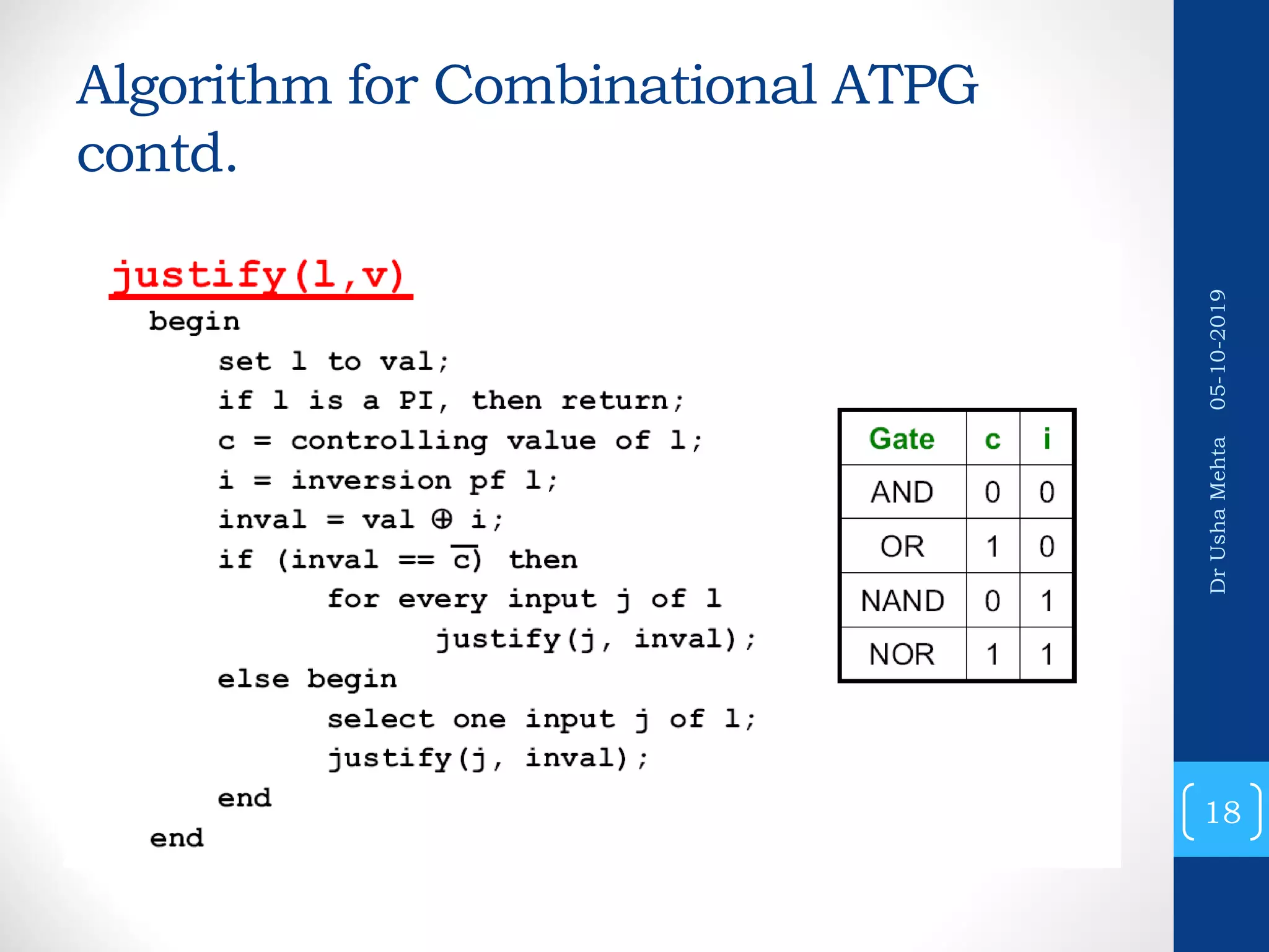 Deterministic Test Pattern Generation D Algorithm Of Atpg Testing Of Vlsi Design Ppt 0044