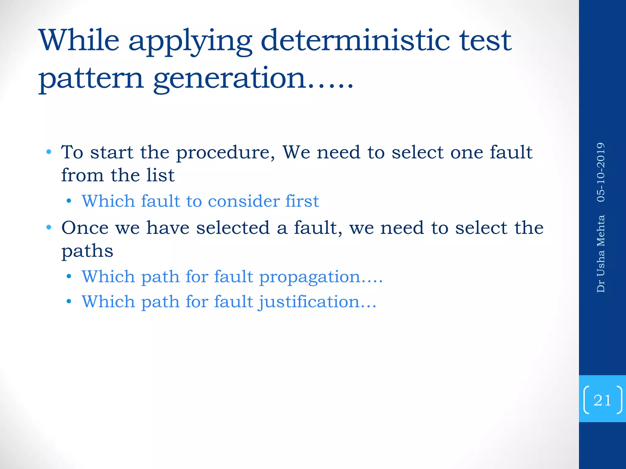 Deterministic Test Pattern Generation D Algorithm Of Atpg Testing