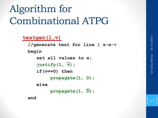 Deterministic Test Pattern Generation D Algorithm Of Atpg Testing