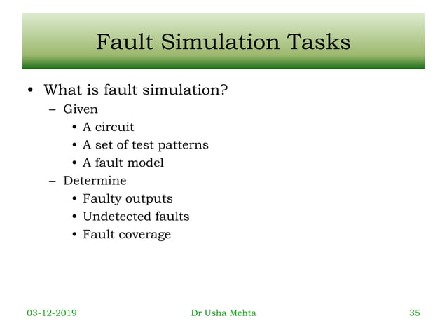 Fault Simulation Testing Of Vlsi Design
