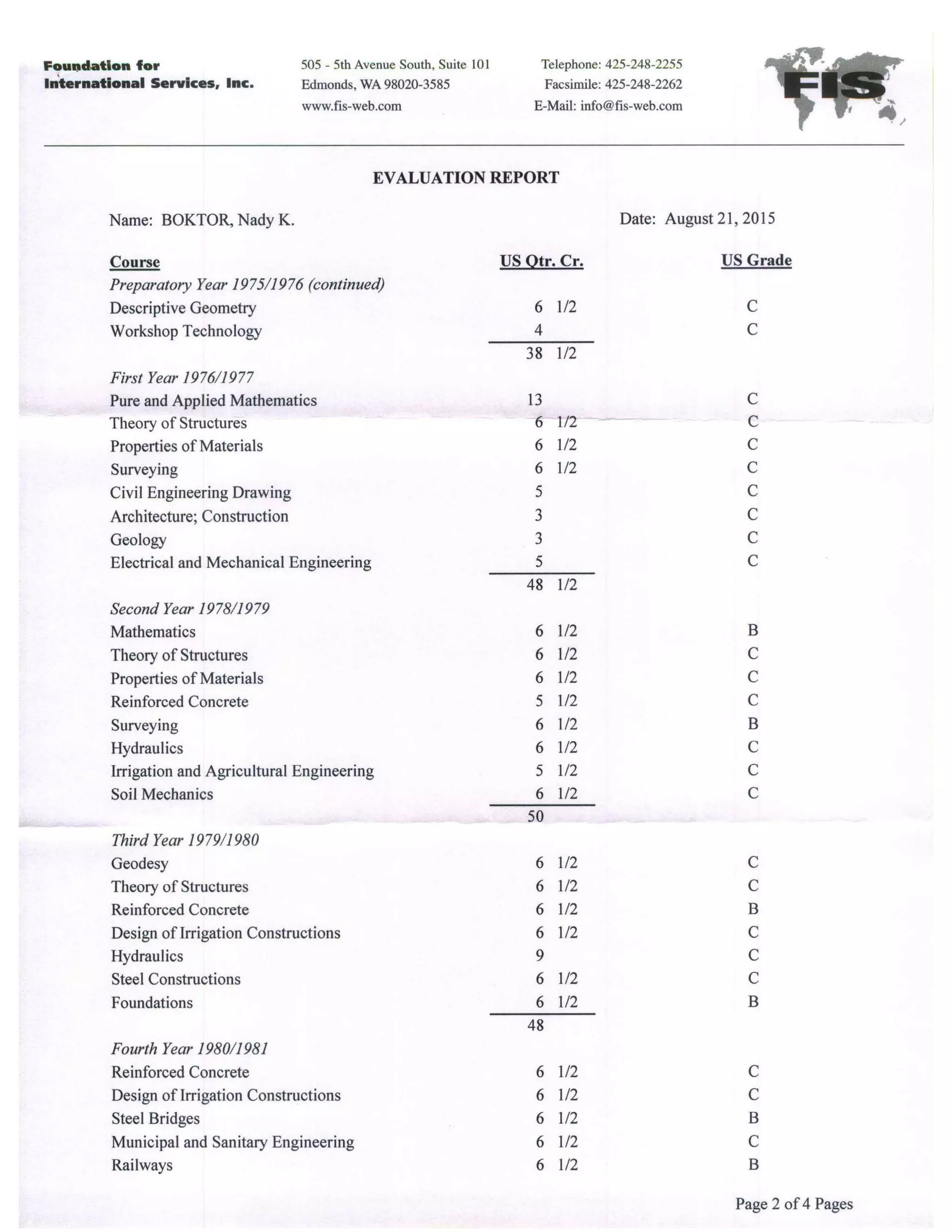 Transcript Evaluation - Boktor | PDF