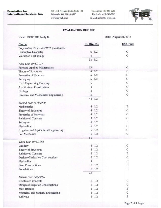 Transcript Evaluation - Boktor | PDF