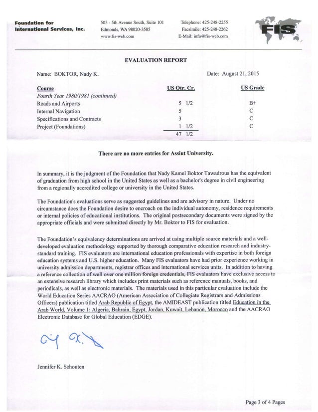 Transcript Evaluation - Boktor | PDF