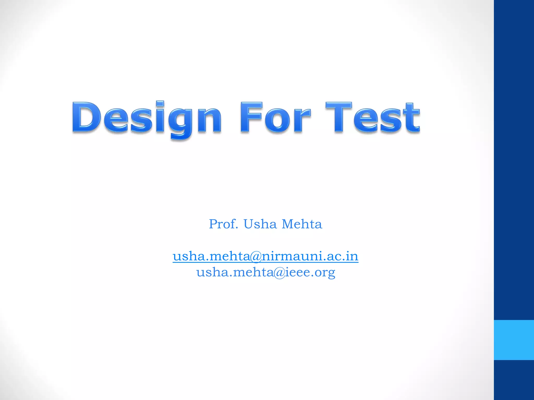 Design For Test Testing Of Vlsi Design Ppt