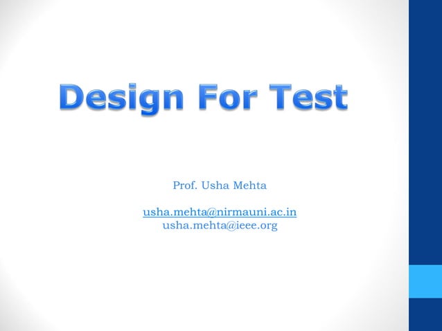 Design For Test Testing Of Vlsi Design Ppt