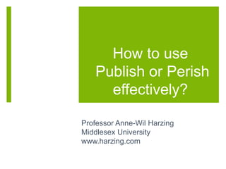 How to use Publish or Perish Effectively | PPTX