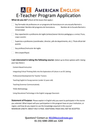 2019 ae e teacher application spring | PDF