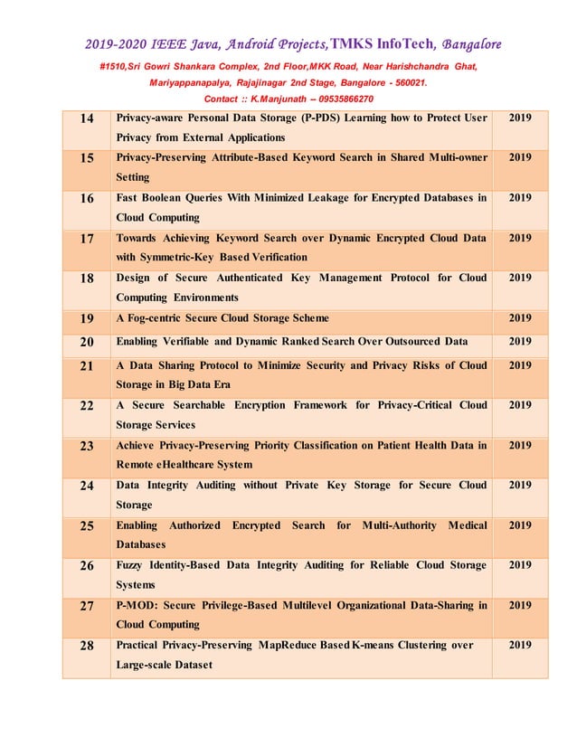 2019 and 2020 java Data Mining ieee projects list 2019 and 2020 java Data Mining ieee projects list