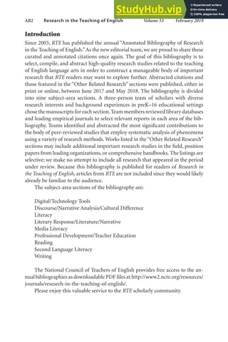 2019 Annotated Bibliography Of Research In The Teaching Of English | PDF