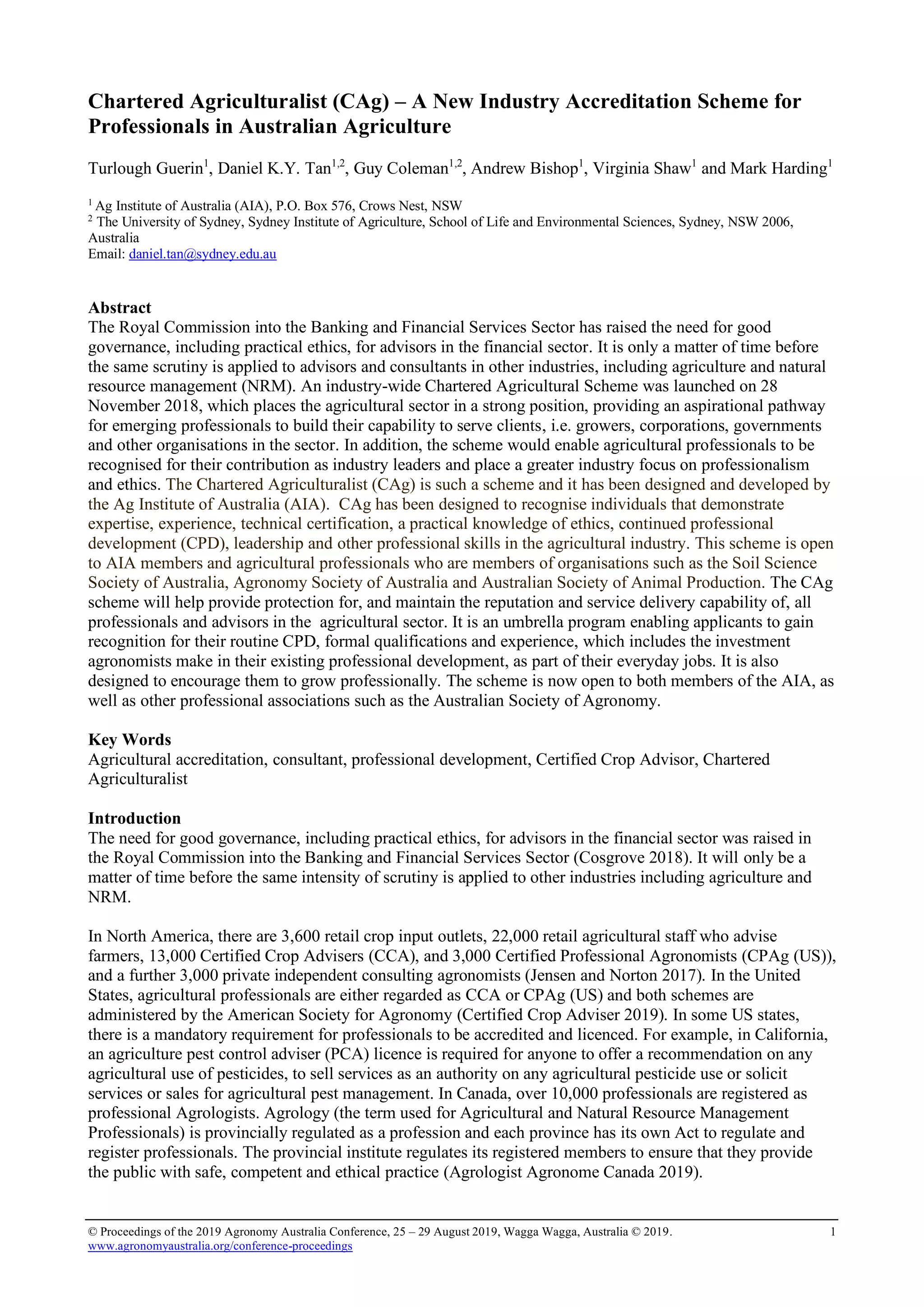 Chartered Agriculturalist (CAg) – A New Industry Accreditation Scheme ...