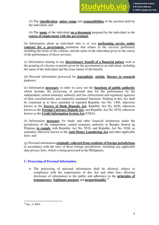 2019 Bar Notes On Data Privacy Act Data Privacy Act Of 2012 | PDF