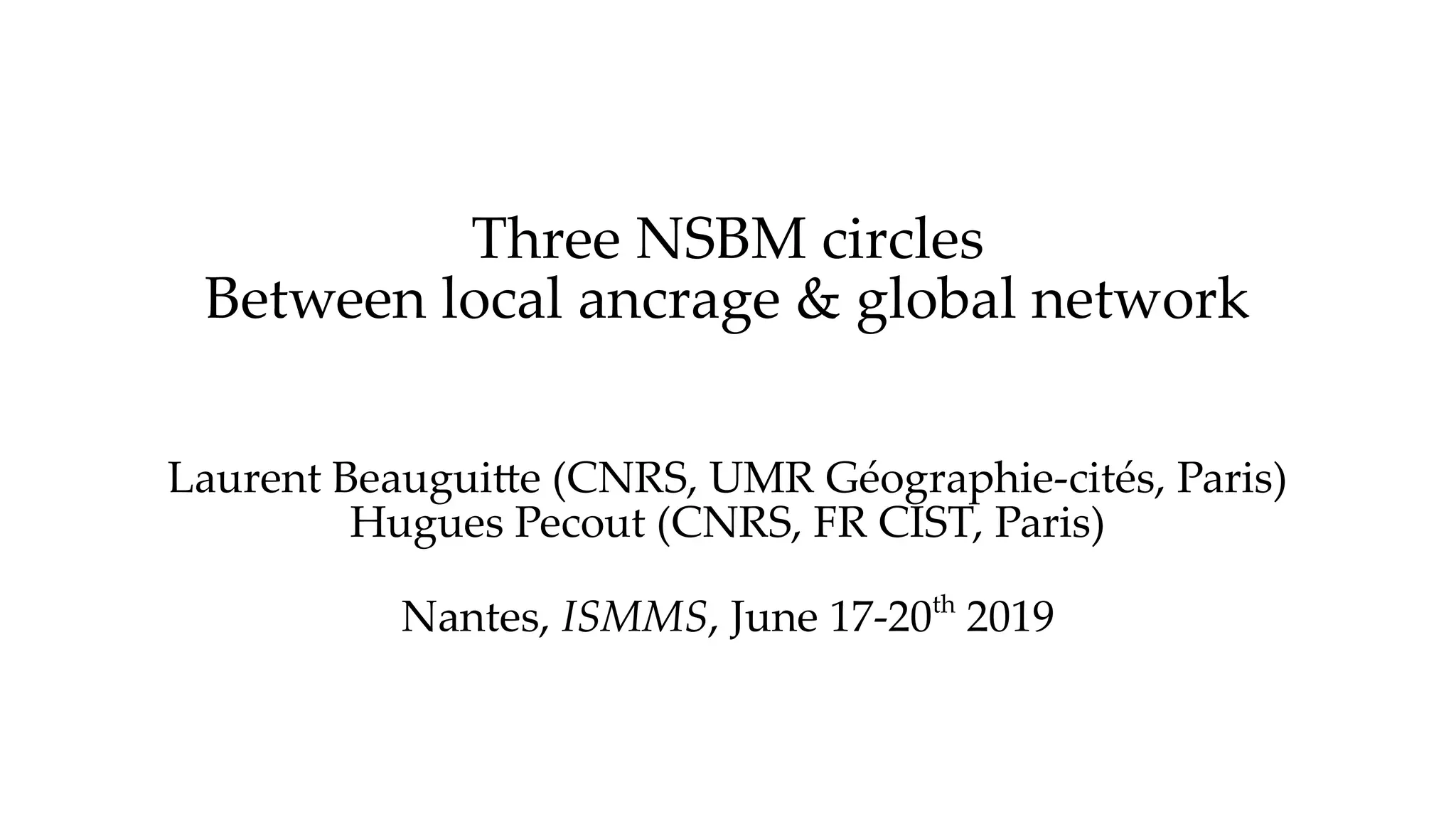 Three NSBM circles. Between local ancrage & global network | PDF