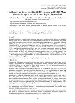 2019_Calibration and Simulation of the CERES-Sorghum.pdf | Agriculture ...