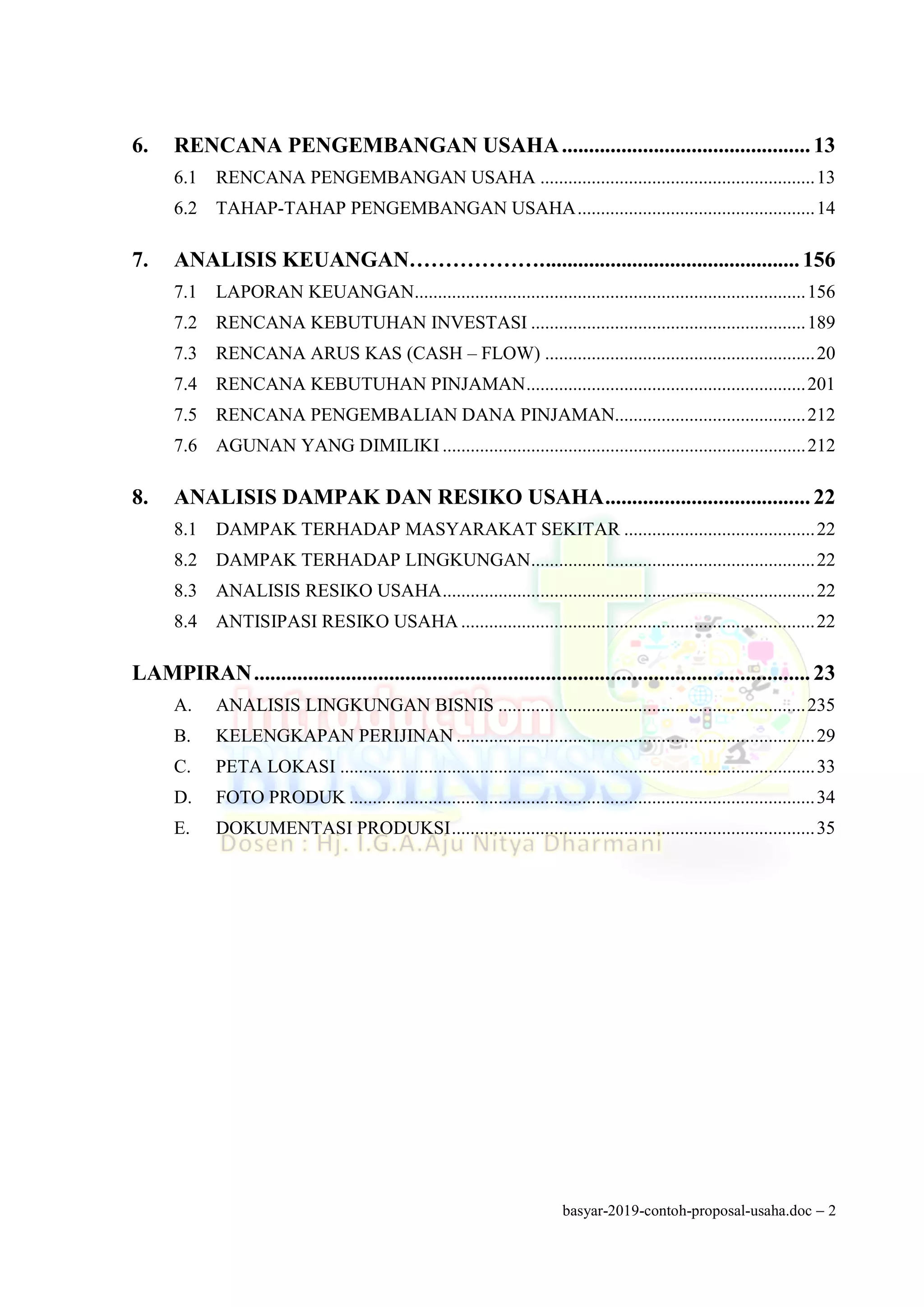2019 contoh proposal usaha untuk pinjaman modal | PDF