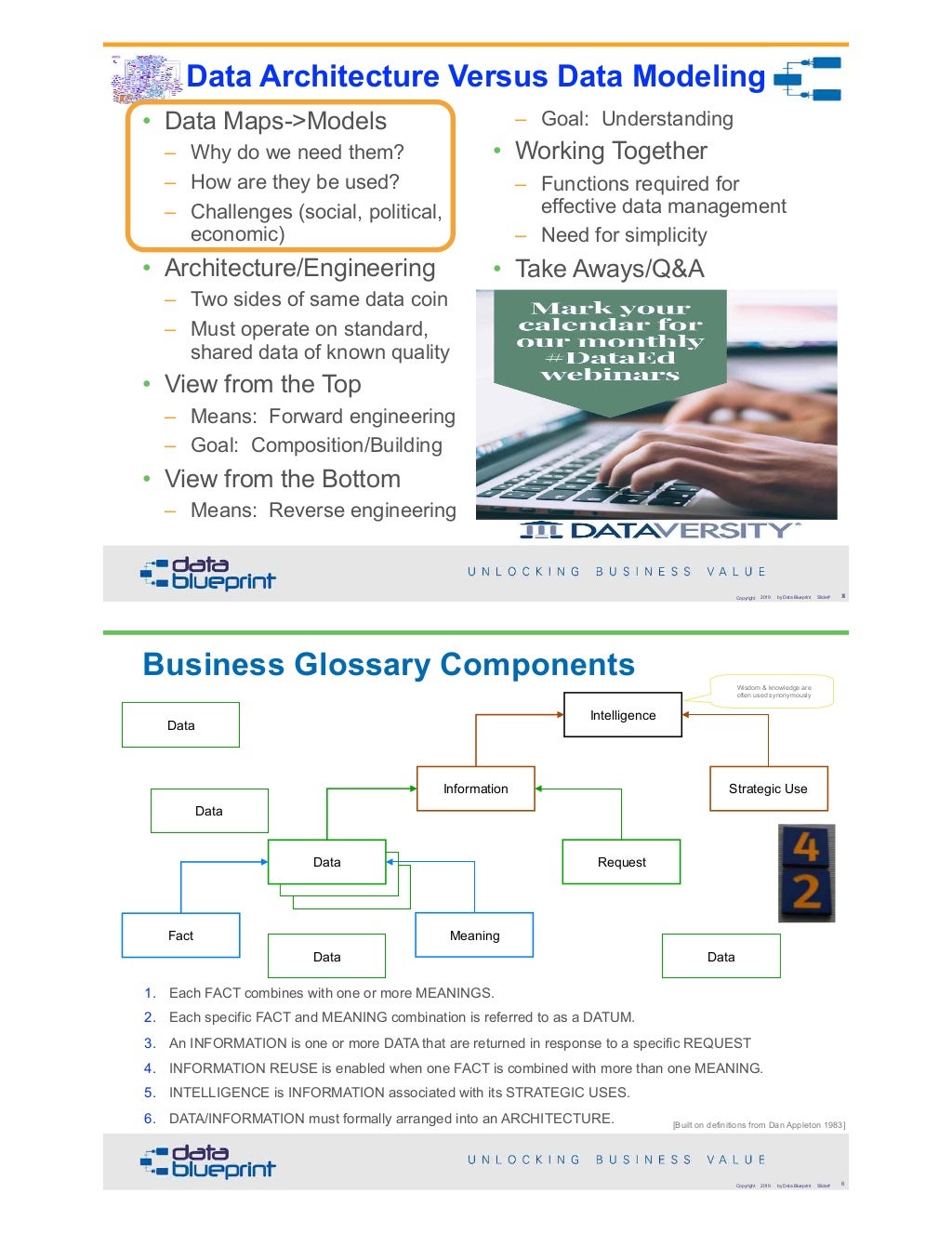 DataEd Slides: Data Architecture versus Data Modeling | PDF