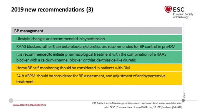 2019 ESC Guidelines on Diabetes and Cardiovascular Disease | PPT