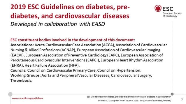 2019 ESC Guidelines on Diabetes and Cardiovascular Disease | PPT
