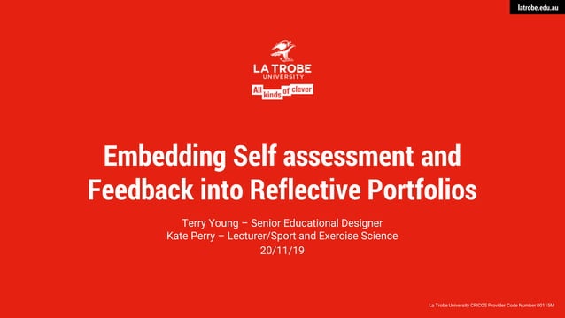 Embedding Self assessment and Feedback into Reflective Portfolios Terry ... Embedding Self assessment and Feedback into Reflective Portfolios Terry ...