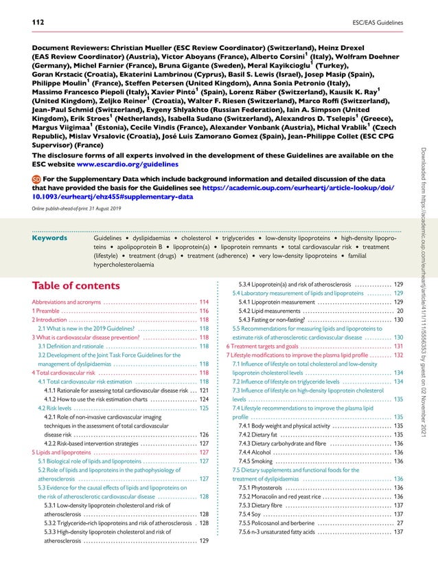 2019 ESCEAS (Dyslipidaemias) Guidelines for the management of ...