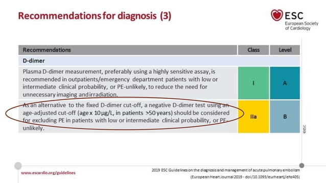 2019 ESC guidelines for pulmonary embolism | PPTX | Heart and ...