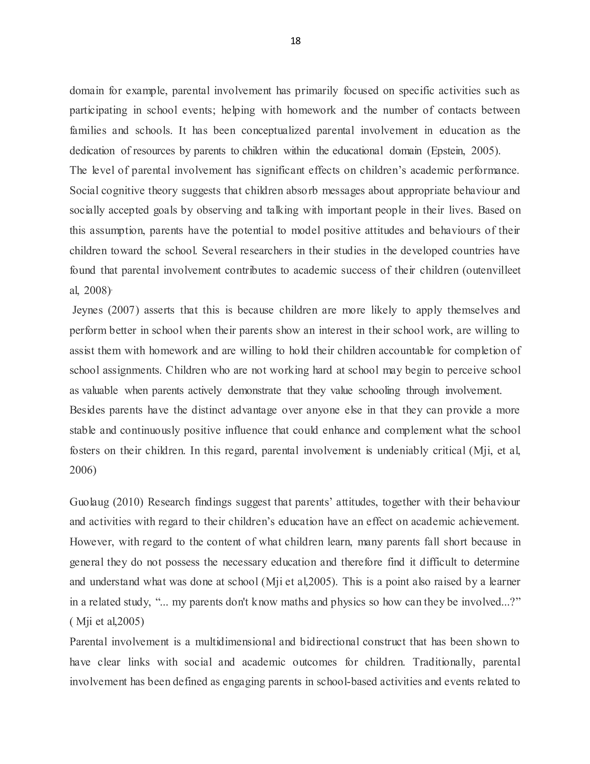 PARENTAL INVOLVEMENT AND ACADEMIC PERFORMANCE | DOCX