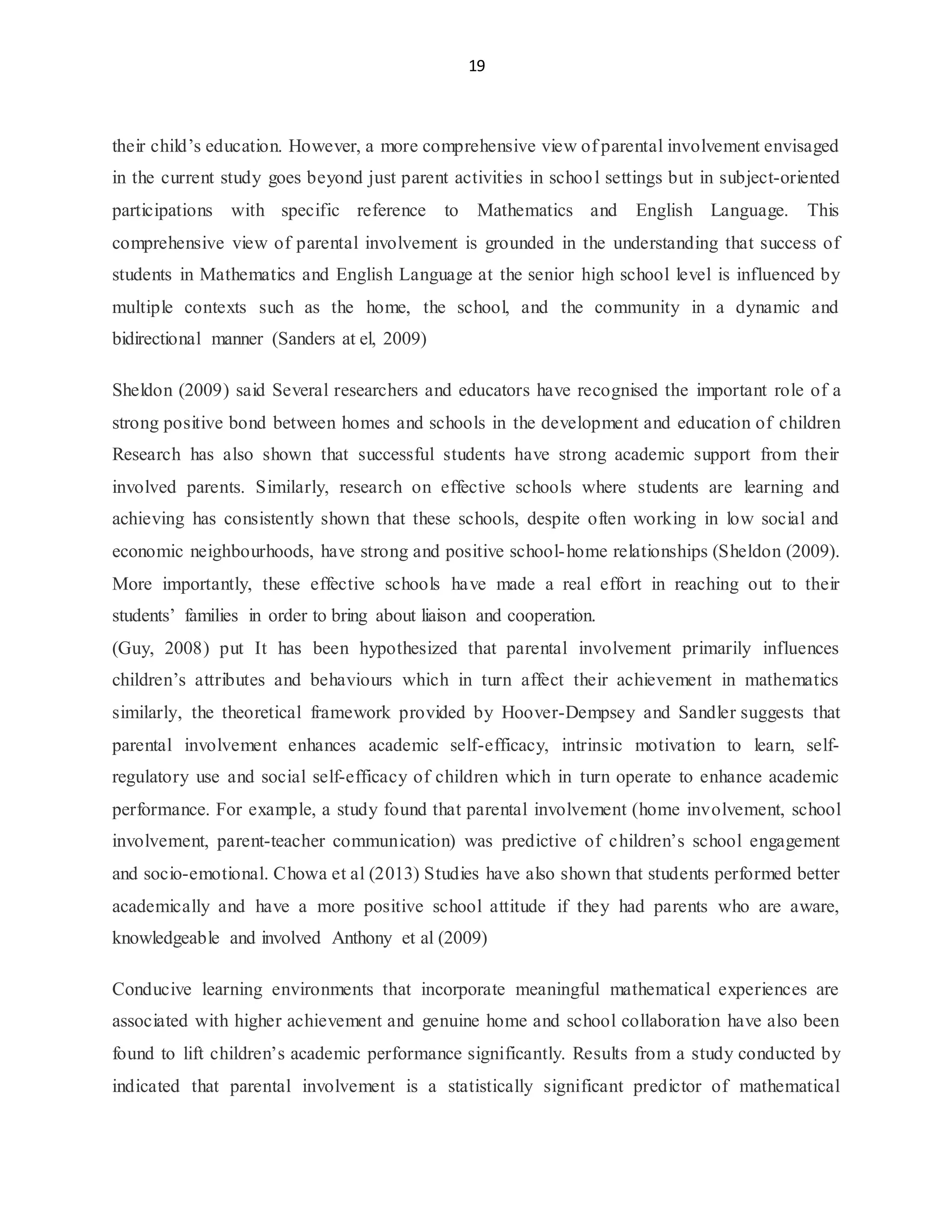 PARENTAL INVOLVEMENT AND ACADEMIC PERFORMANCE | DOCX