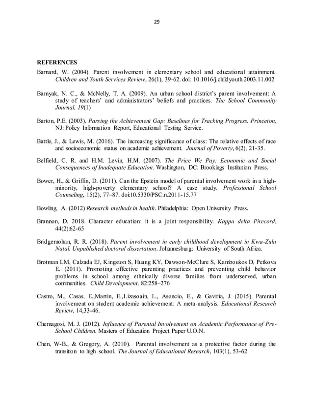 PARENTAL INVOLVEMENT AND ACADEMIC PERFORMANCE