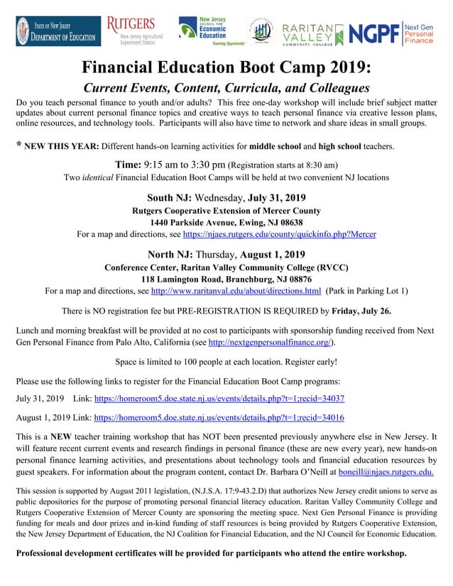 2019 Financial Education Boot Camp Marketing Flyer | PDF