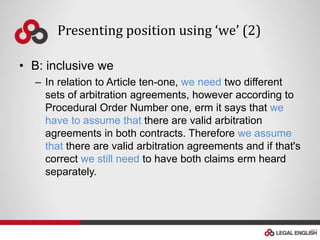 'Powerful' and 'powerless' language in oral advocacy at law school | PPT