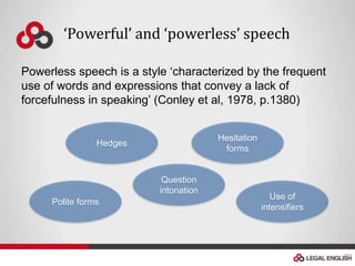 'Powerful' and 'powerless' language in oral advocacy at law school | PPT