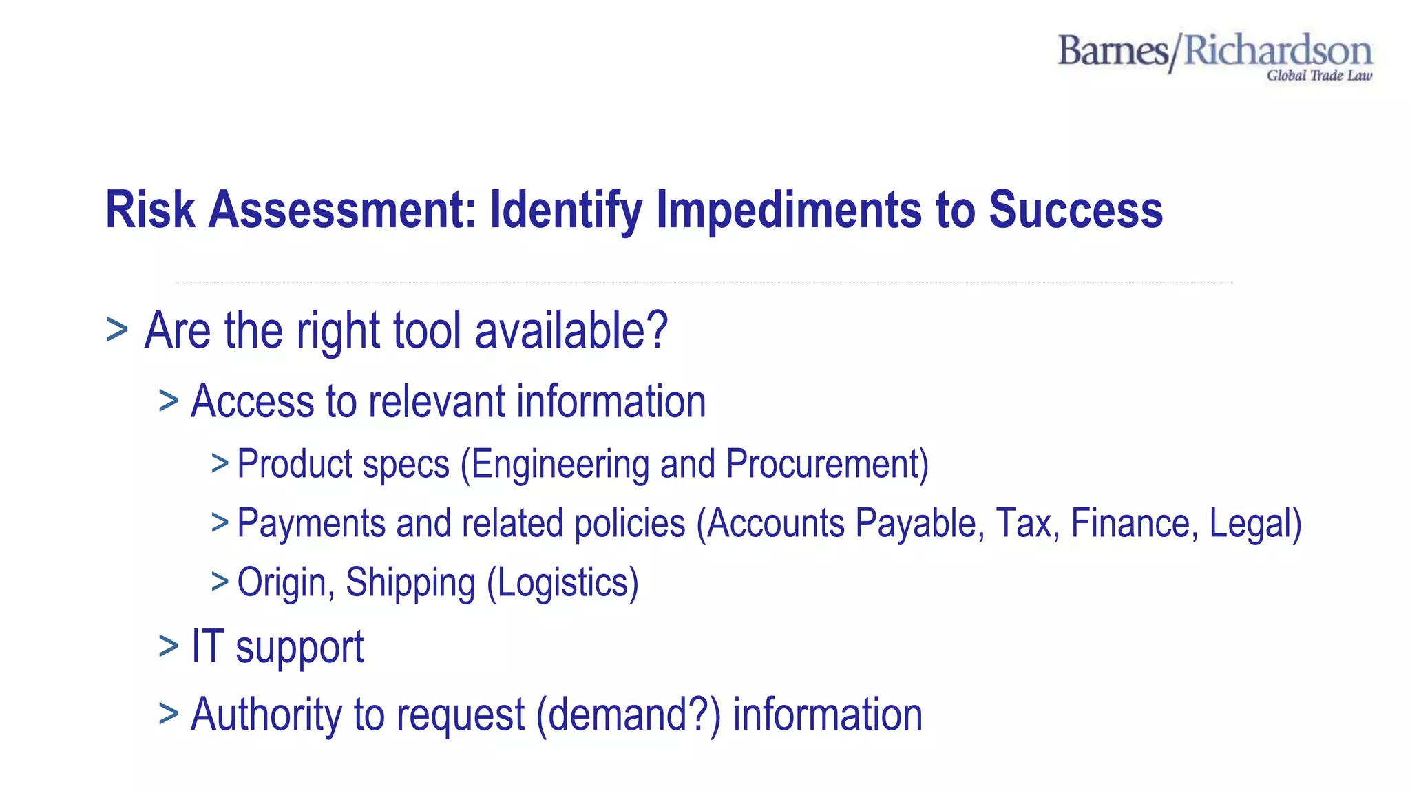 Importer Compliance Risk Assessment | PPTX