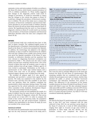 The prevalence of functional constipation in children was unchanged ...