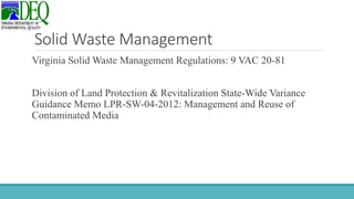 Regulations Related to Fill Material Disposal | PPTX