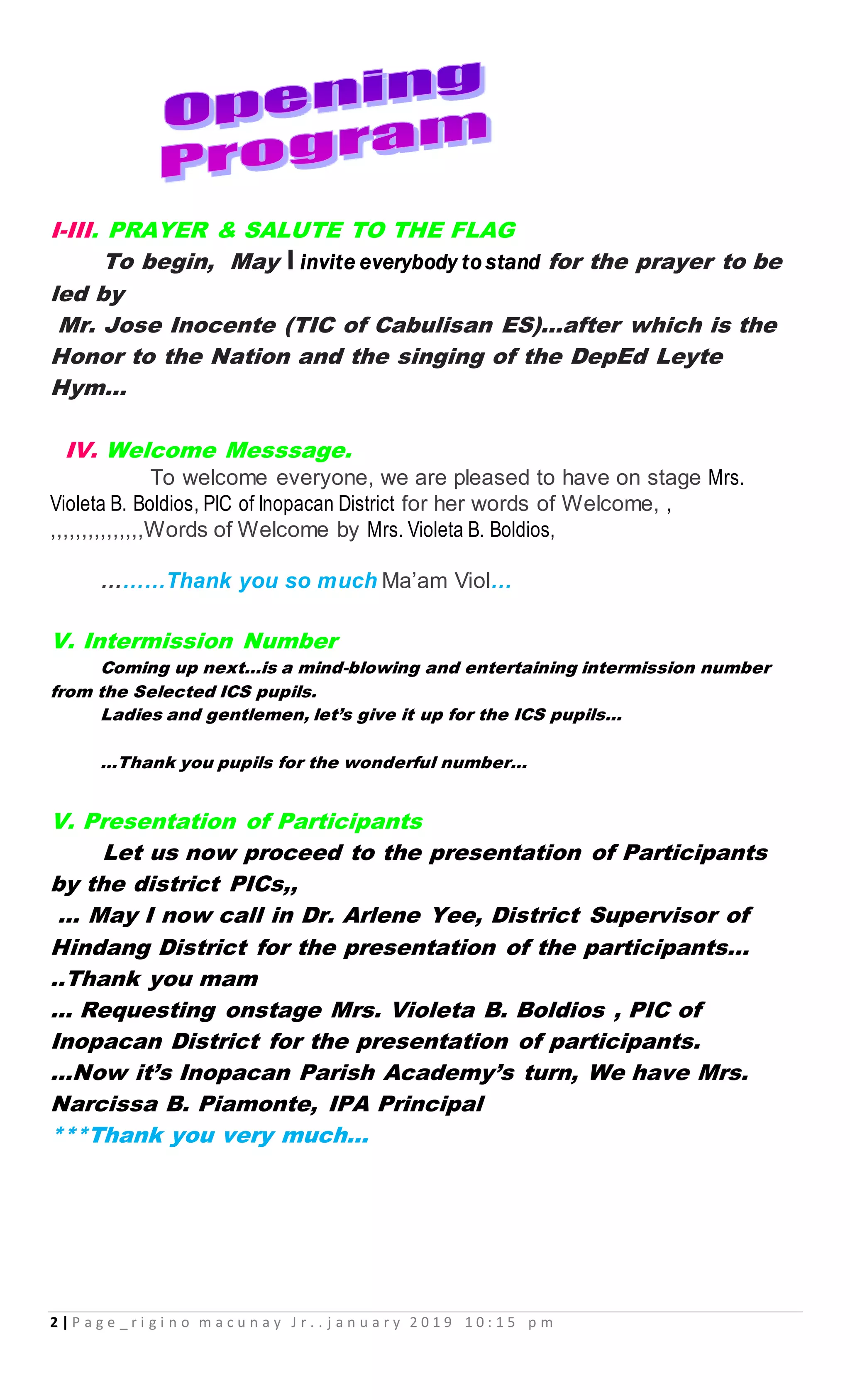 2019 mtap toastmaster's script | DOCX