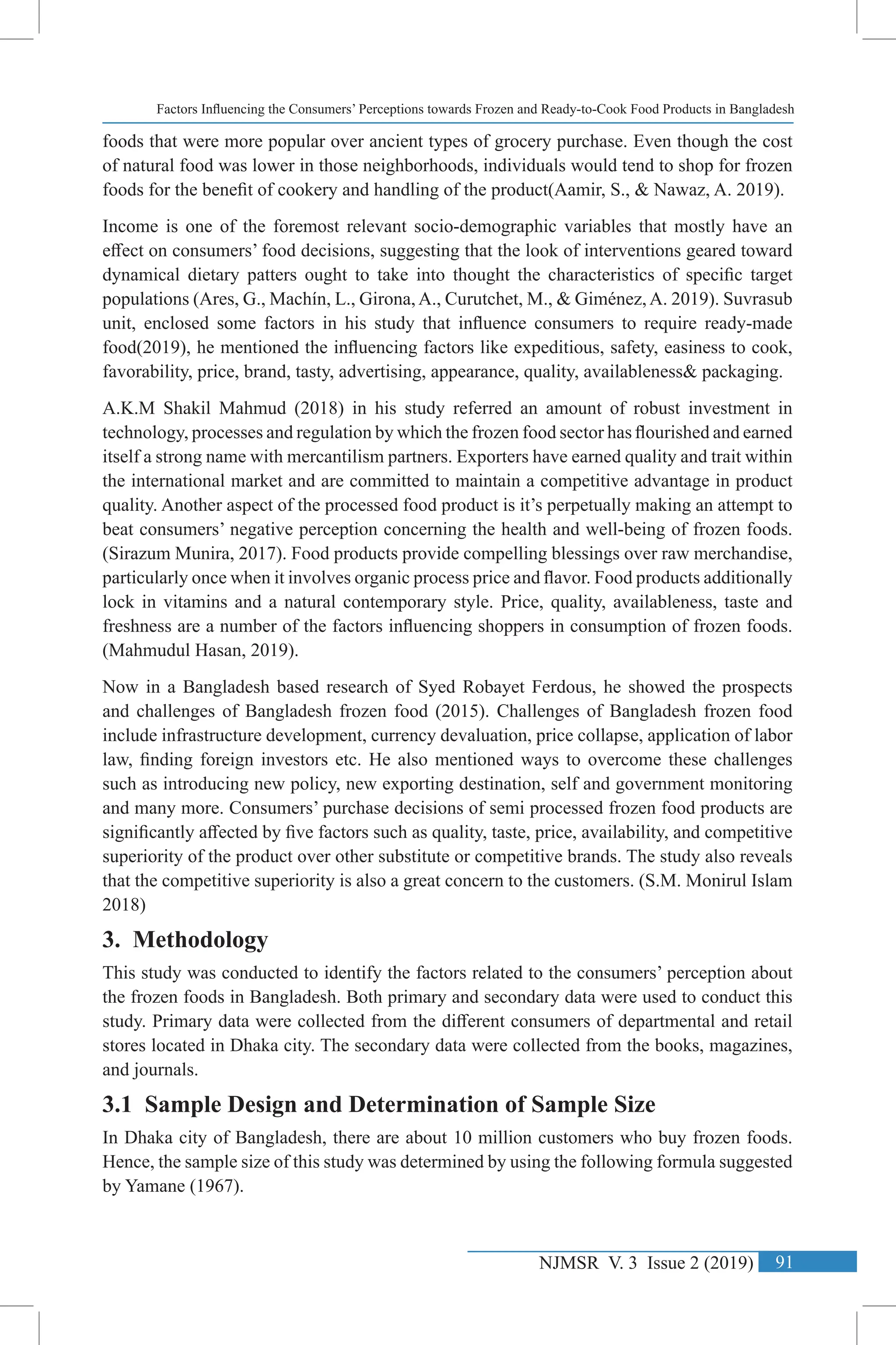 Factors Influencing the Consumers’ Perceptions towards Frozen and Ready ...