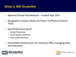 NIH StrokeNet: a MOST TIMELESS Tale of Clinical Stroke Research | PPTX