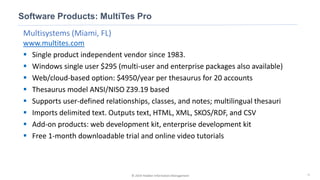 Selecting Software for Taxonomy, Thesaurus and Ontology Management | PPT