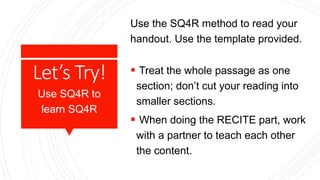 SQ4R – A strategy for active reading | PPTX
