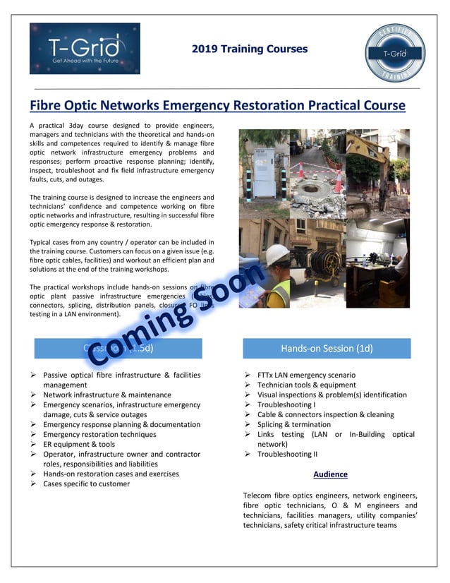2019 training courses. Fibre Optic Networks Emergency Restoration ...