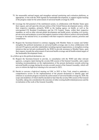 2019 UN final UHC Political declaration and letters | PDF