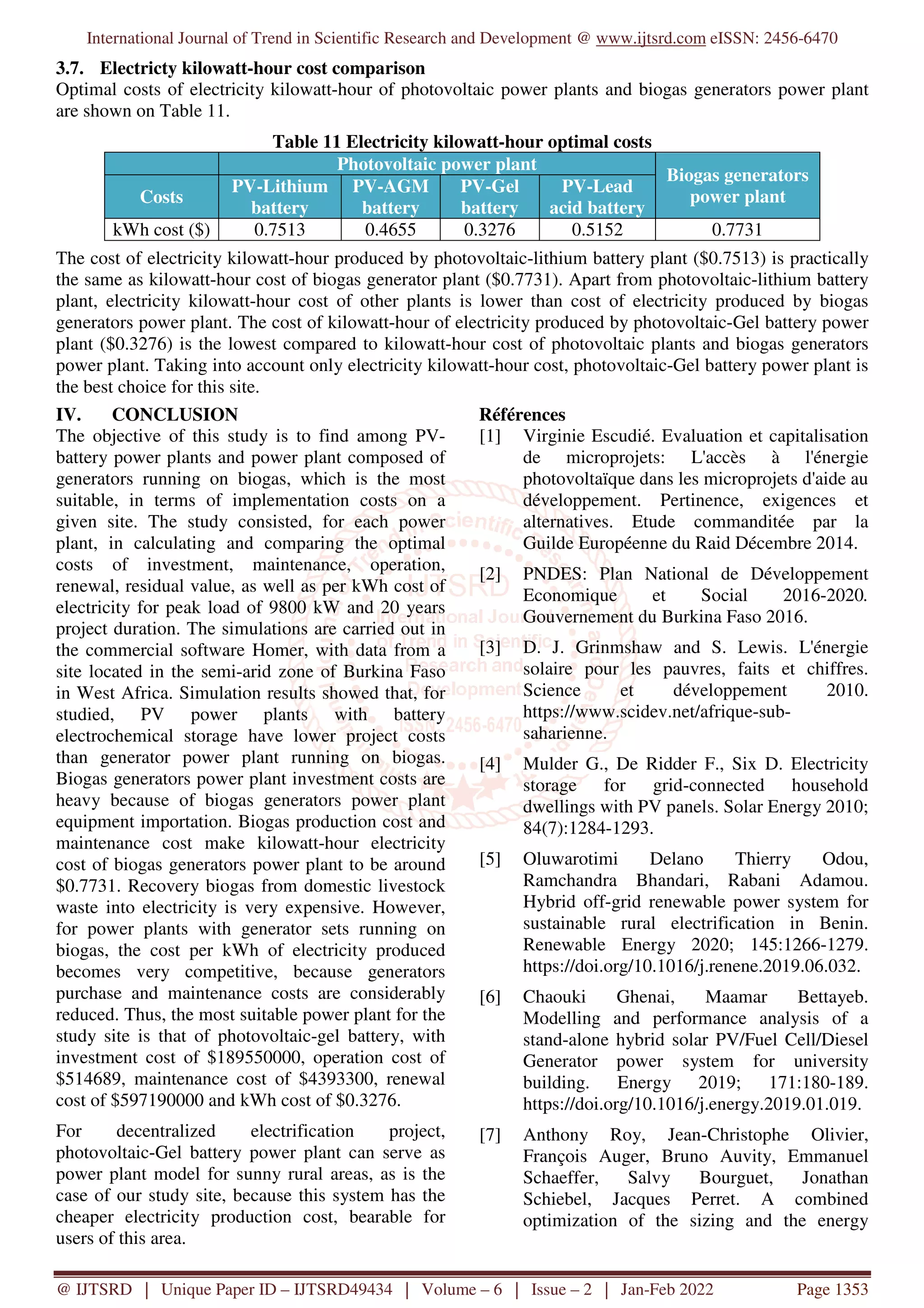 Comparative Study of Electricity Production Cost of Renewable Energy ...