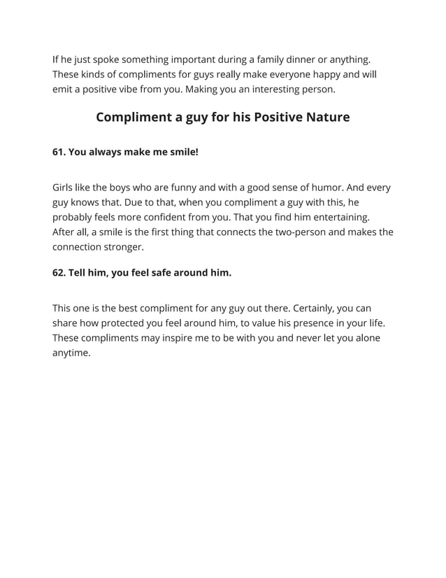 201 compliments for boys [ultimate compilation] | PDF