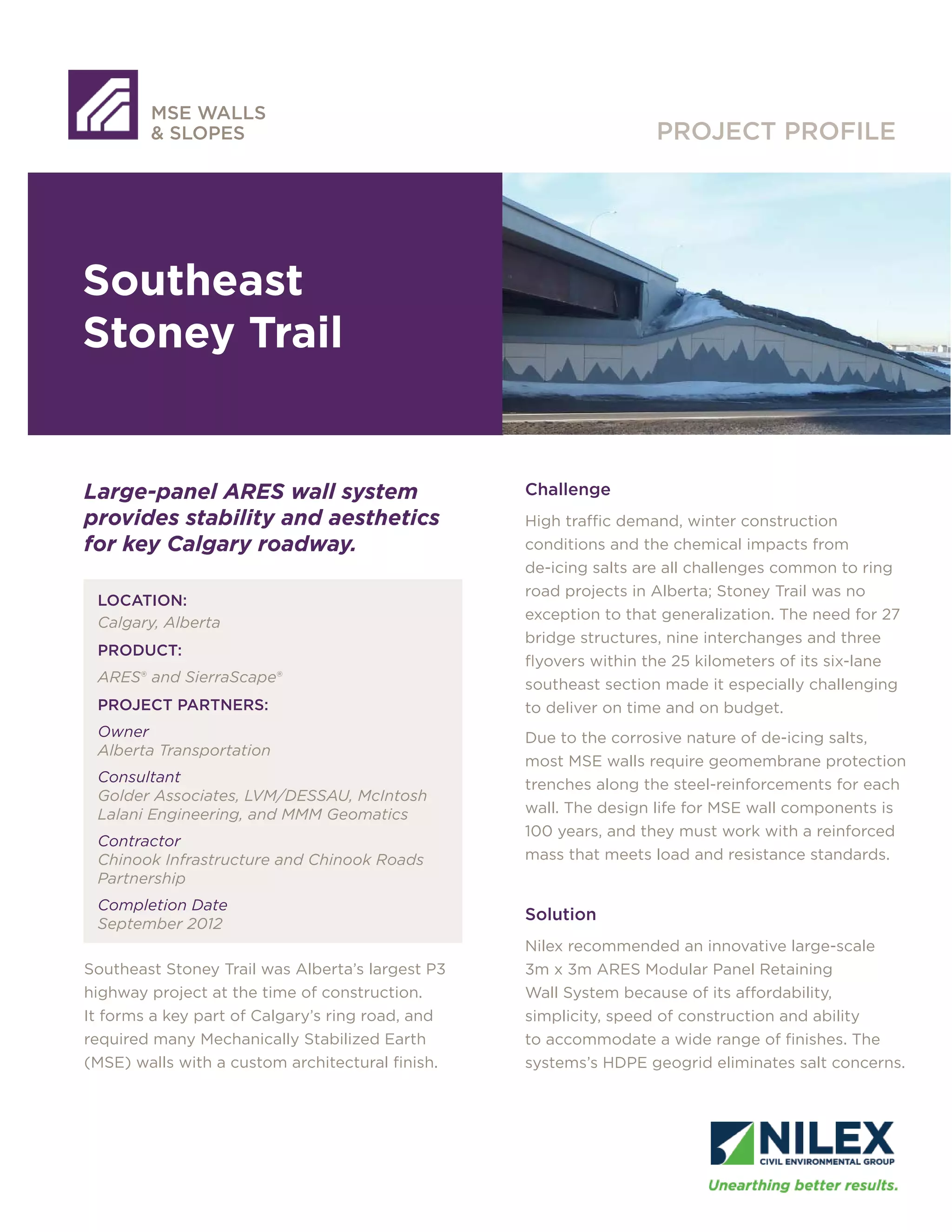 Southeast Stoney Trail Project Profile | PDF