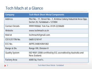 Profile - Tech Mach Faridabad | PPT