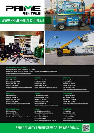Prime Rentals Equipment Brochure-Sept16 | PDF