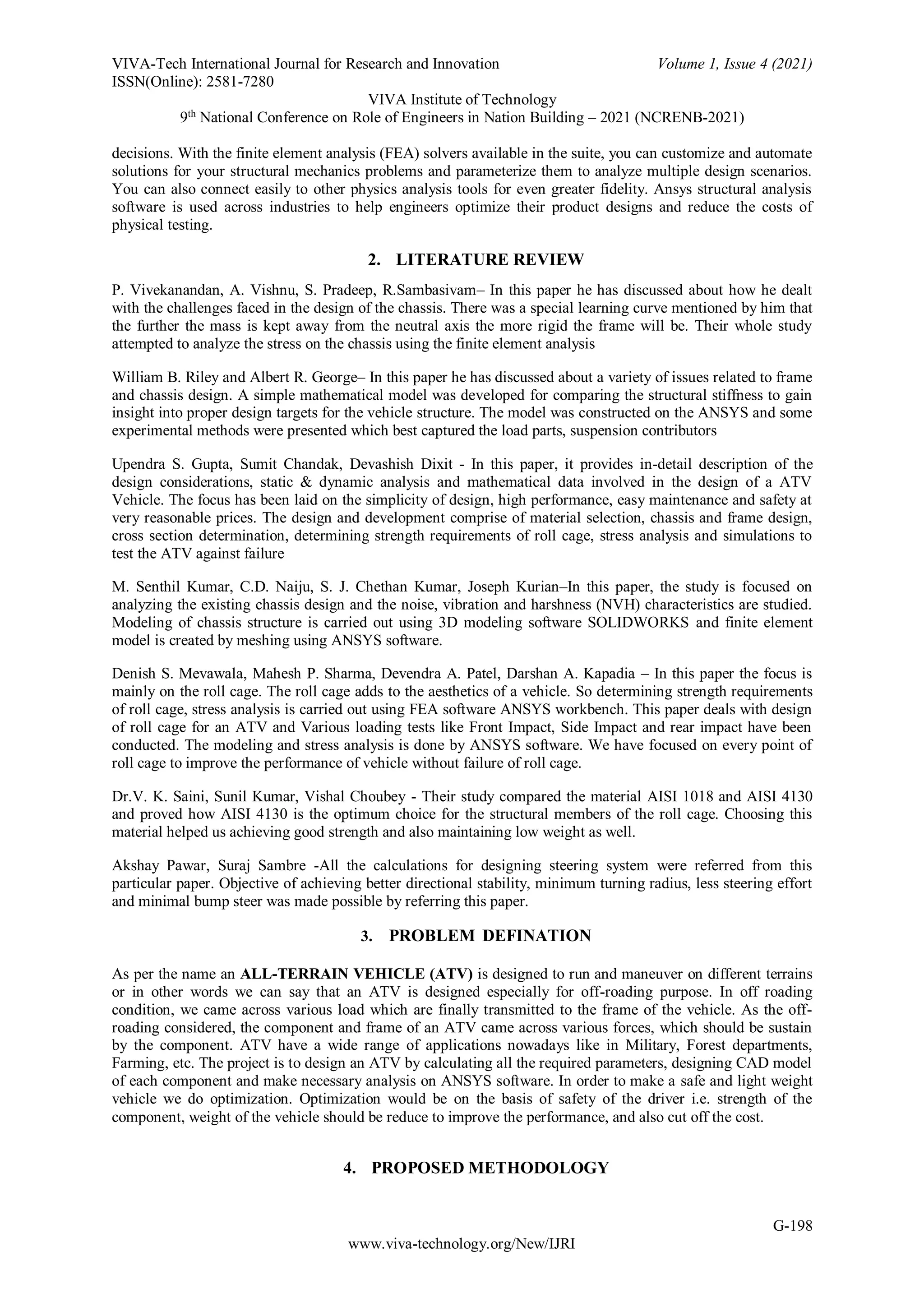 ANALYSIS AND OPTIMIZATION OF AN ALL TERRAIN VEHICLE (ATV) | PDF