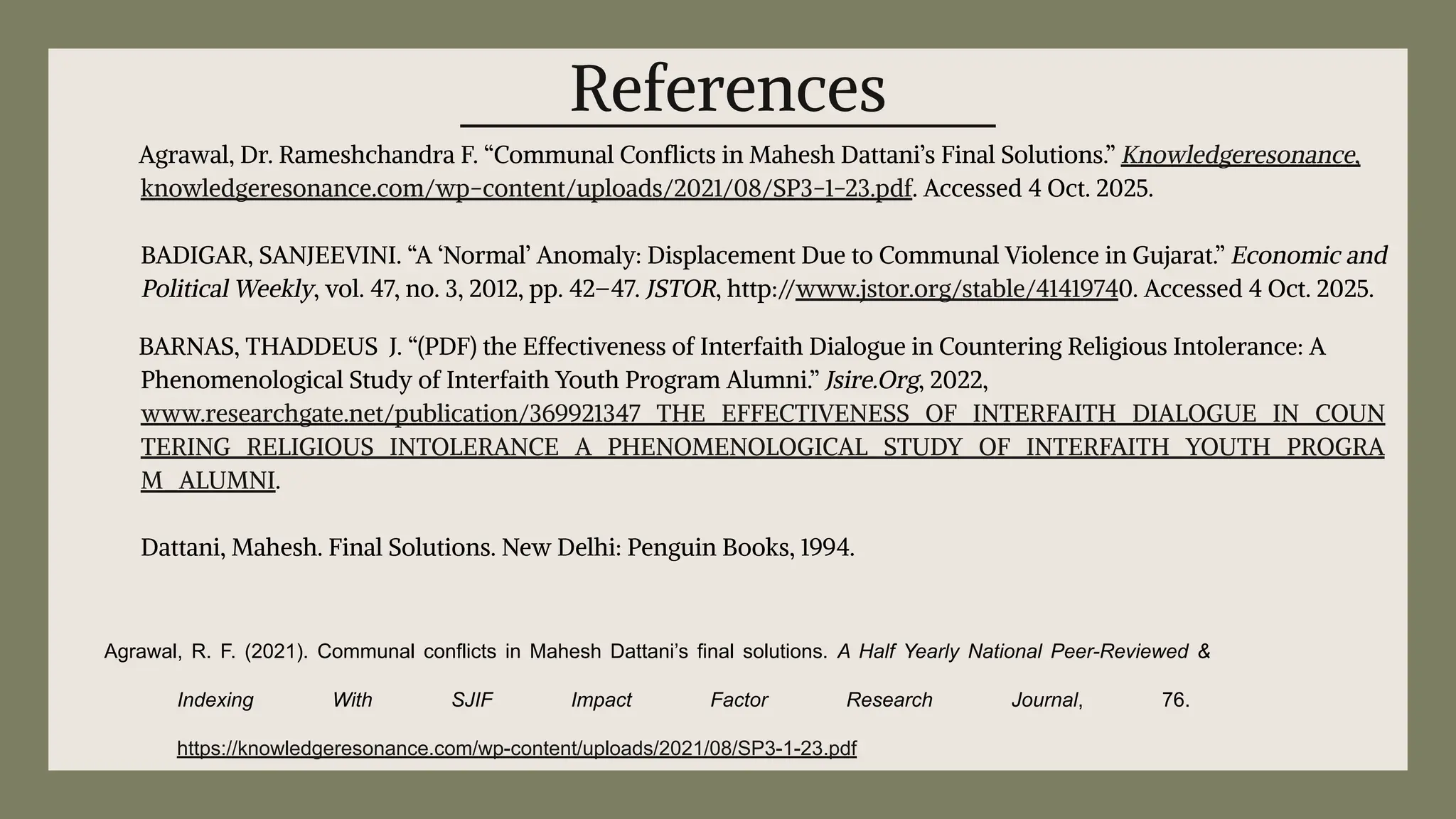 The Politics of Religious Intolerance: ‘Final Solutions’ and Global ...