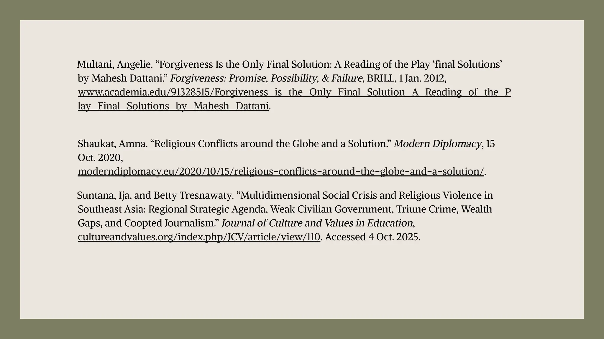 The Politics of Religious Intolerance: ‘Final Solutions’ and Global Conflicts in the 21st ...