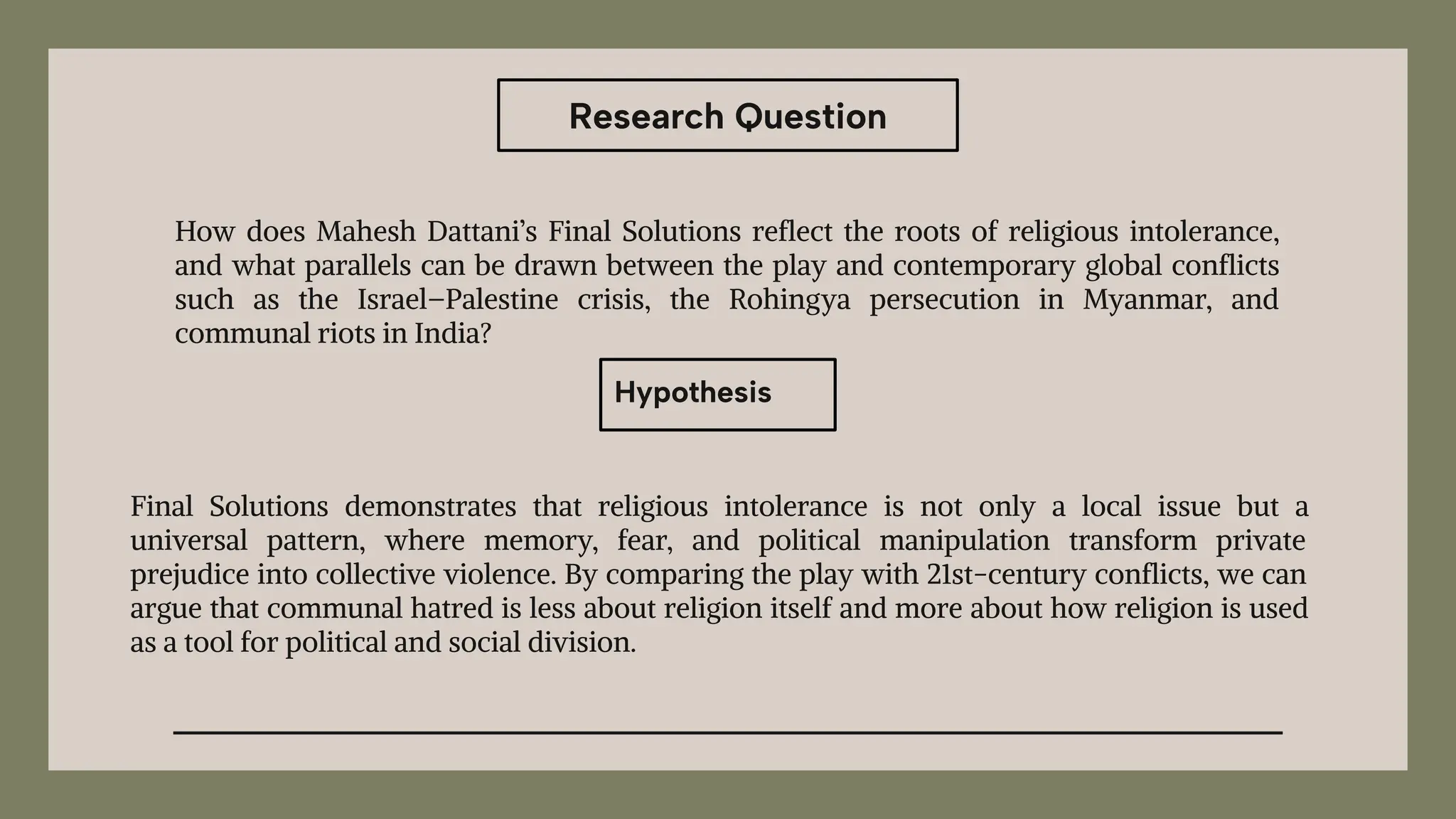 The Politics of Religious Intolerance: ‘Final Solutions’ and Global ...